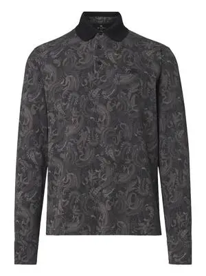 Etro Printed Cotton Piqué Polo Shirt - Black