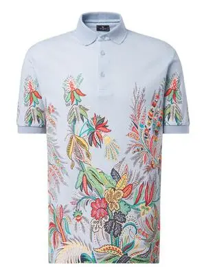 Etro Printed Cotton Piqué Polo Shirt - Blue