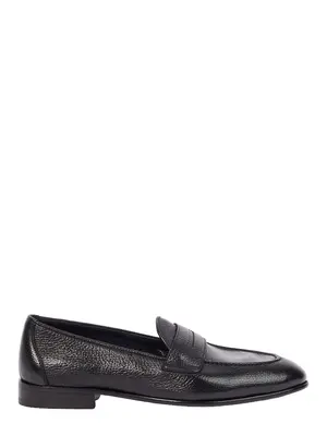 Brioni Appia Grained Leather Penny Loafers - Black