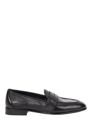 Brioni Brioni Appia Grained Leather Penny Loafers Black