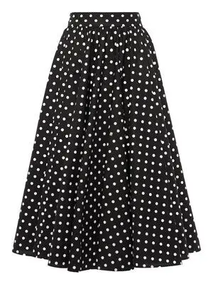 Dolce & Gabbana Polka-dot High-rise Cotton Poplin Midi Skirt - Black