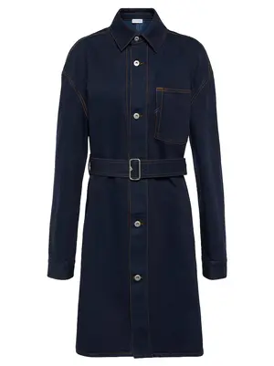 Burberry Belted Denim Shirt Dress - Blue