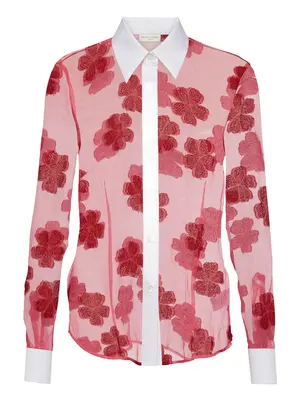 Dries Van Noten Floral Cotton Jacquard Shirt - Pink