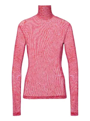 Dries Van Noten Mesh Turtleneck Top - Red