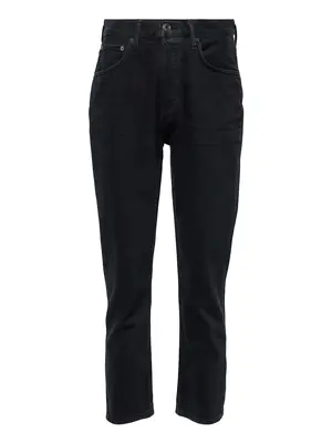 AGOLDE Riley Crop High-rise Slim Jeans - Black