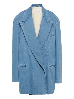 Dries Van Noten Oversized Denim Blazer - Blue