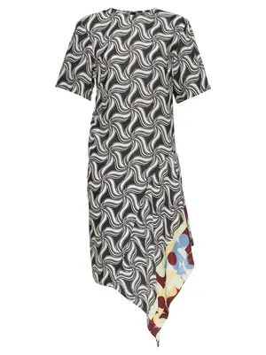 Dries Van Noten Printed Asymmetric Midi Dress - Multicoloured