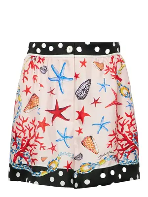 Dolce & Gabbana Capri Printed Silk Shorts - White