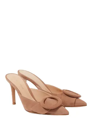 GIANVITO ROSSI Suede Mules - Beige