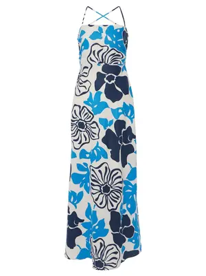 Faithfull The Brand Garcia Floral Linen Maxi Dress - Blue