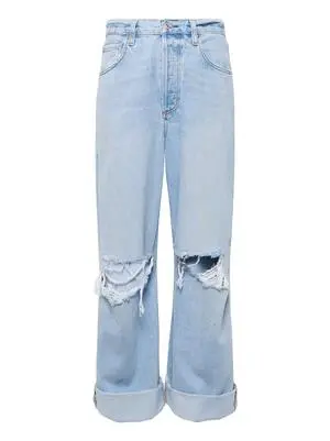 Citizens Of Humanity Ayla Distressed Mid-rise Wide-leg Jeans - Blue