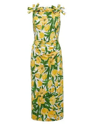 Carolina Herrera Floral Ruched Midi Dress - Multicoloured