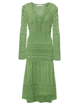 Dorothee Schumacher Seductive Lace Pointelle Midi Dress - Green