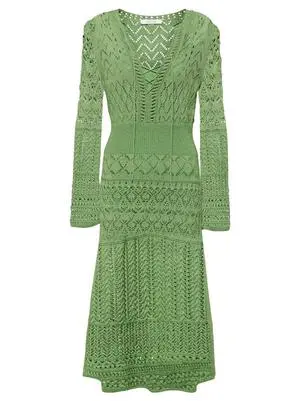 Dorothee Schumacher Seductive Lace Pointelle Midi Dress - Green