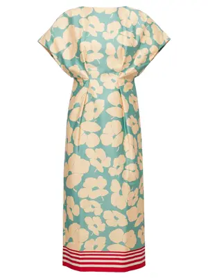 Dries Van Noten Floral Satin Midi Dress - Multicoloured