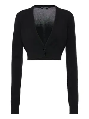Dolce & Gabbana Cropped Virgin Wool Cardigan - Black