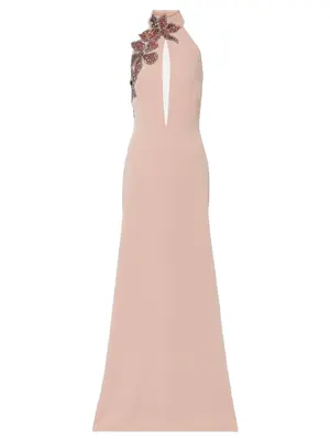 Costarellos Beaded Floral-appliqué Gown - Pink