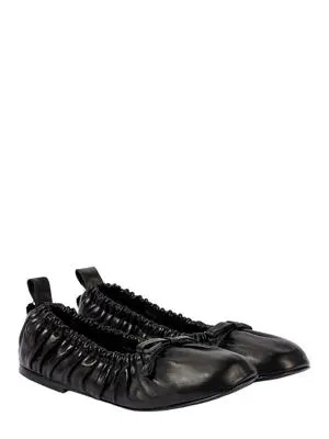 Acne Studios Bow-detail Leather Ballerinas - Black
