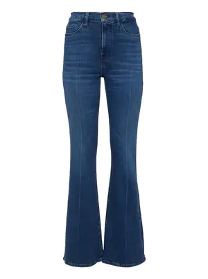 FRAME Le Easy Flare High-rise Jeans - Blue