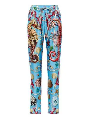 DOLCE & GABBANA Dolce&Gabbana Capri Printed Silk Straight Pants