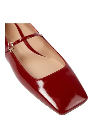 GIANVITO ROSSI Christina Patent Leather Mary Jane Flats - Red