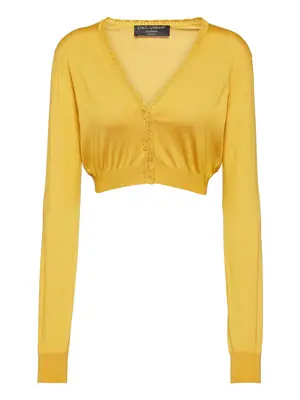 Dolce & Gabbana Cropped Silk Cardigan - Yellow