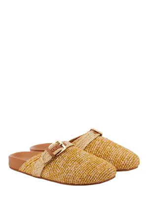 Clergerie Quinta Raffia Mules - Beige