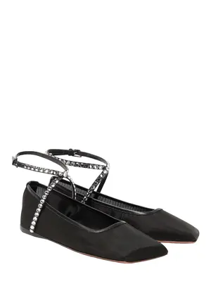 Amina Muaddi Ane Crystal-embellished Flats - Black