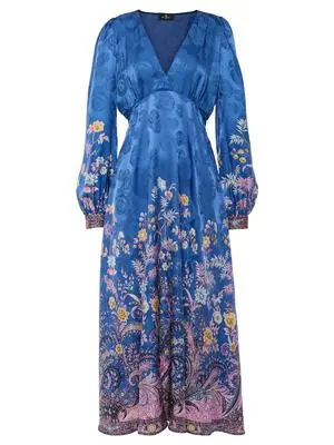Etro Paisley Print Midi Dress - Blue