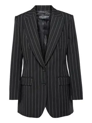 Dolce & Gabbana Pinstripe Virgin Wool Blazer - Black