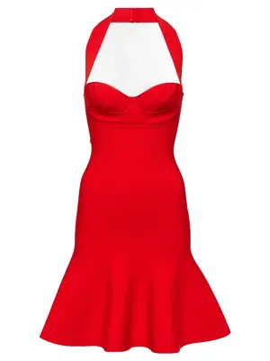 Alaïa Ribbed-knit Halterneck Minidress - Red