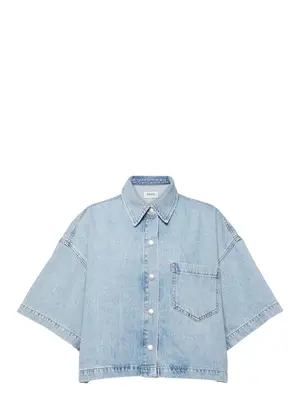AGOLDE Rona Boxy Cropped Shirt - Blue