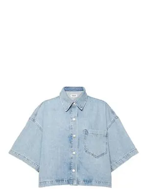 AGOLDE Rona Boxy Cropped Shirt - Blue