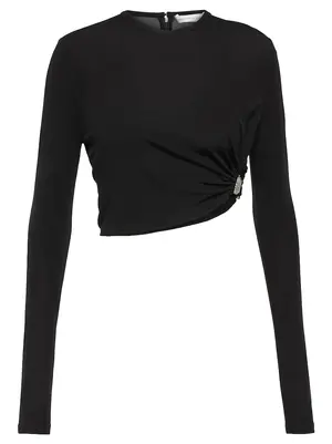 Christopher Esber Embellished Cutout Jersey Top - Black