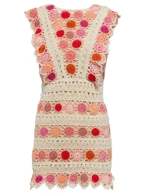 Anna Kosturova Bouquet Floral Crochet Minidress - Multicoloured