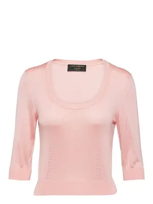 Dolce & Gabbana Capri Pointelle Silk Sweater - Pink