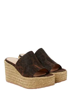 GIANVITO ROSSI Leopard-print Espadrille Wedge Mules - Brown