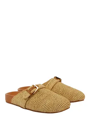 Clergerie Quinta Raffia Mules - Beige