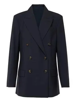 Brunello Cucinelli Double-breasted Wool-blend Blazer - Blue
