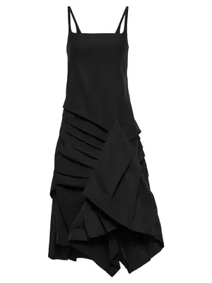 Dries Van Noten Draped Pleated Midi Dress - Black