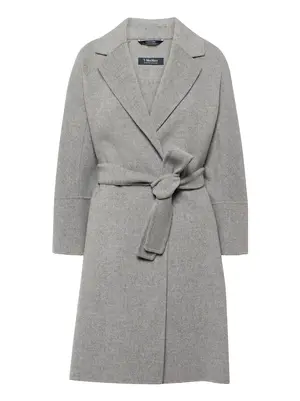 Max Mara Virgin Wool Wrap Coat - Grey
