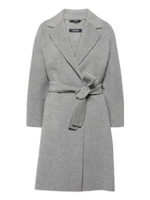 Max Mara Virgin Wool Wrap Coat - Grey