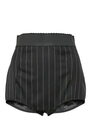 Dolce & Gabbana Pinstripe Wool-blend Shorts - Black