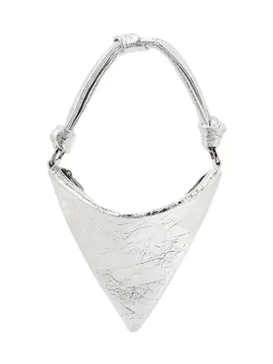 Amina Muaddi Cameron Mini Leather Shoulder Bag - Silver