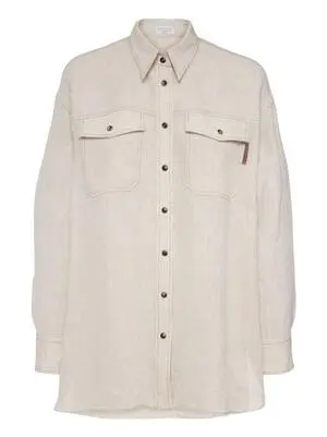 Brunello Cucinelli Oversized Linen Shirt - Beige