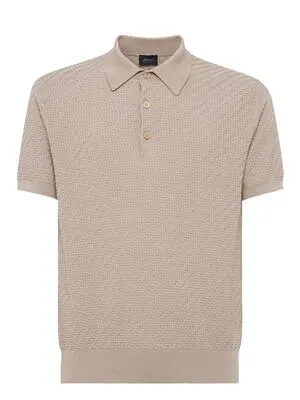 Brioni Cotton, Silk And Cashmere Polo Shirt - Beige