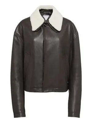 Bottega Veneta Shearling-trimmed Leather Jacket - Black
