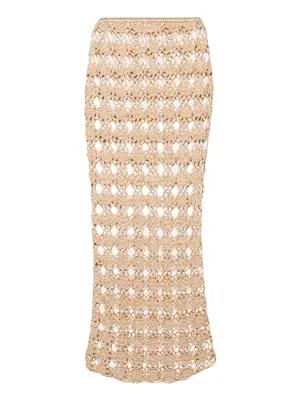 Anna Kosturova Rosette Crochet Maxi Skirt - Gold