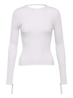 COURREGES Courrèges Logo Cutout Ribbed-knit Top - White