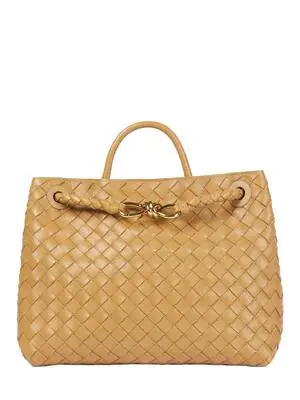Bottega Veneta Andiamo Intrecciato Medium Leather Shoulder Bag Beige